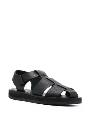 THE ROW Fisherman Leather Sandals - Black