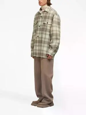 AMI Paris Plaid Wool Shirt Jacket - Neutrals