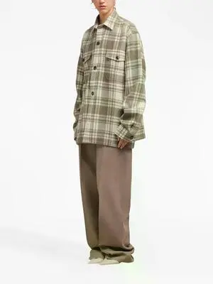 AMI Paris Plaid Wool Shirt Jacket - Neutrals