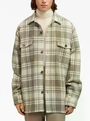 AMI Paris Plaid Wool Shirt Jacket - Neutrals