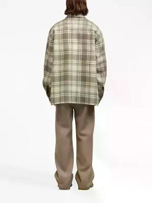 AMI Paris Plaid Wool Shirt Jacket - Neutrals