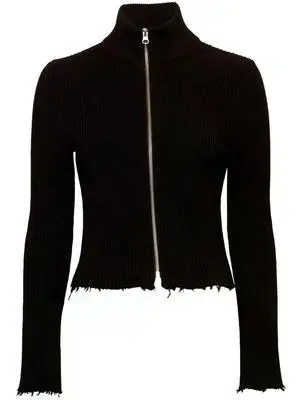 MAISON MARGIELA Ribbed Cotton Zip-up Cardigan - Black