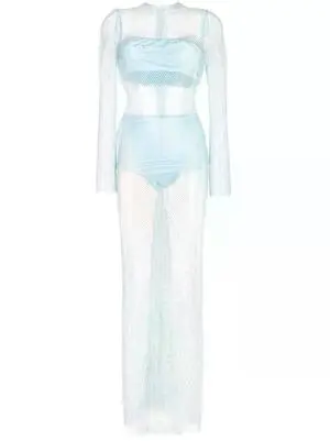 BRONX AND BRONCO Webb Crystal-embellished Mesh Dress - Blue