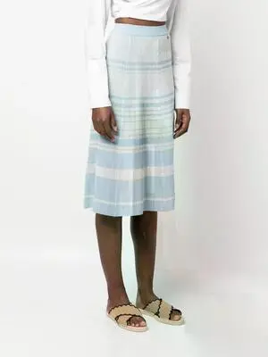Elisabetta Franchi Striped Ribbed Midi Skirt