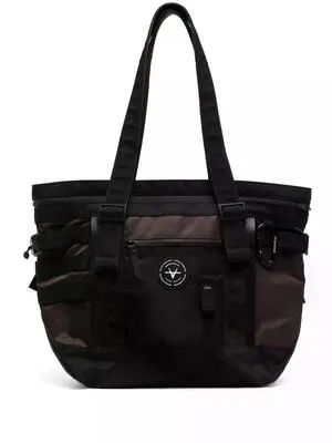 MAKAVELIC Contrasting-panel Tote Bag With Strap Detail - Black