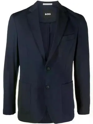 BOSS Notched-lapels Single-breasted Blazer - Blue