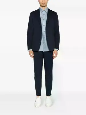 BOSS Notched-lapels Single-breasted Blazer - Blue