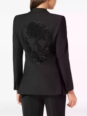 Philipp Plein Skull-strass Wool Blazer