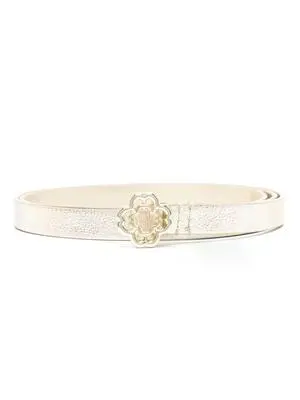 Maje Clover Slim Leather Belt - Gold