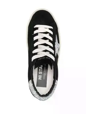 GOLDEN GOOSE Hi Star Suede Sneakers With Glitter Star Detail