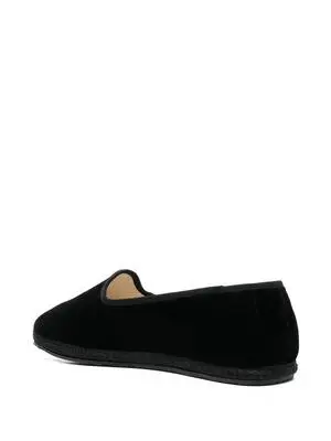 SCAROSSO Valentina Velvet Slip-on Loafers - Black