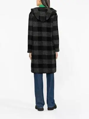 Woolrich Checked Hooded Wool-blend Coat