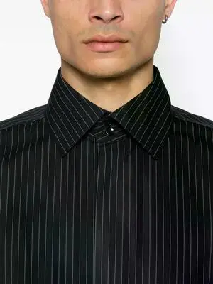 Saint Laurent Cassandre Striped Shirt - Black