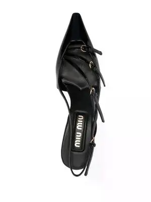 Miu Miu Buckle-embellished Slingback Pumps - Black