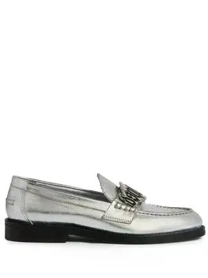Dsquared2 Gothic Metallic-finish Leather Loafers - Silver