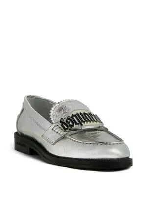 Dsquared2 Gothic Metallic-finish Leather Loafers - Silver