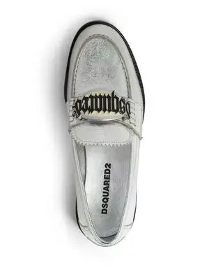 Dsquared2 Gothic Metallic-finish Leather Loafers - Silver