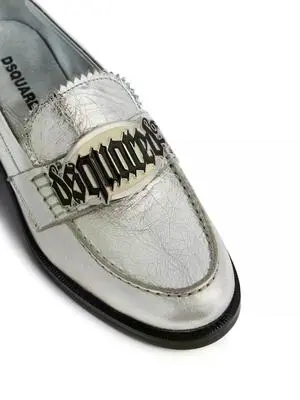 Dsquared2 Gothic Metallic-finish Leather Loafers - Silver