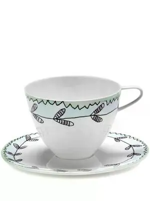 SERAX X Marni Midnight Flowers Cappuccino Cup And Saucer - White