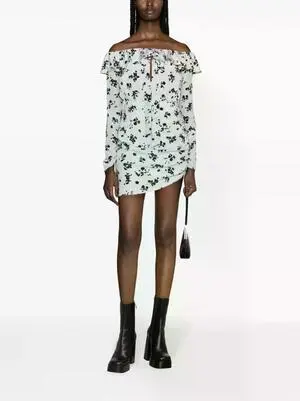 Alessandra Rich Rose-print Silk Minidress
