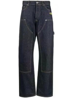 Off-white Contrast Stitching Jeans For Men