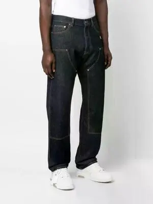 Off-White Contrast-stitching Straight Jeans