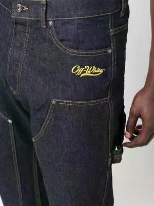 Off-White Contrast-stitching Straight Jeans