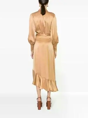 Zimmermann Long-sleeve Wrap Silk Midi Dress