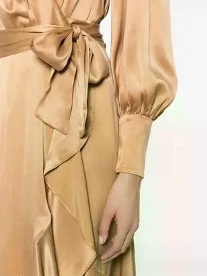Zimmermann Long-sleeve Wrap Silk Midi Dress