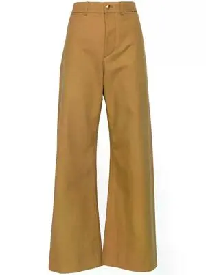 Chloé Wide-leg Cotton Twill Trousers - Brown
