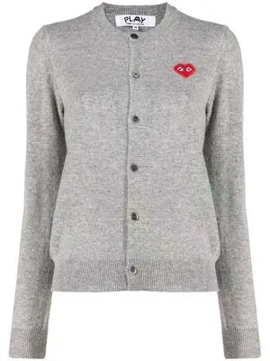 Play Comme Des Garcon Logo-print Wool Cardigan