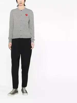 Play Comme Des Garcon Logo-print Wool Cardigan