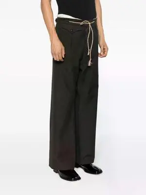 MAISON MARGIELA Drawstring Wool Trousers - Brown