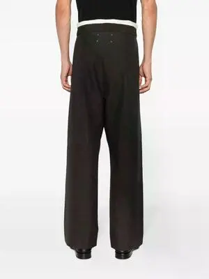 MAISON MARGIELA Drawstring Wool Trousers - Brown