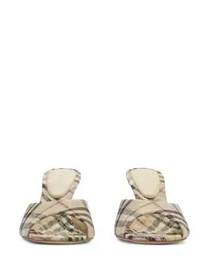 Burberry Check Pattern Open Toe Stiletto Sandals