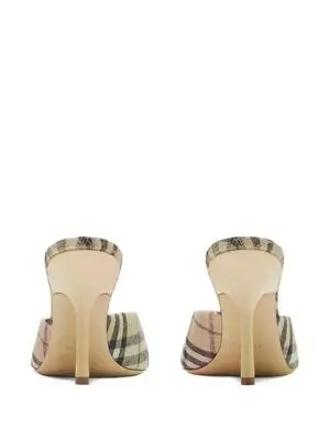 Burberry Check Pattern Open Toe Stiletto Sandals
