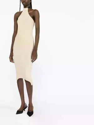 COURREGES Ribbed-knit Halterneck Dress