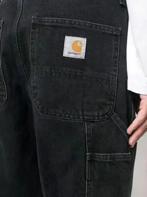 Carhartt Work In Progress Logo Patch Denim Cargo Shorts - Black