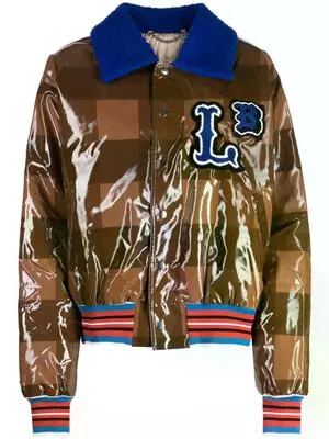 CHARLES JEFFREY Checked Varsity Bomber Jacket - Brown
