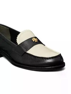 Tory Burch Leather Loafers With Scalloped Edge - Black