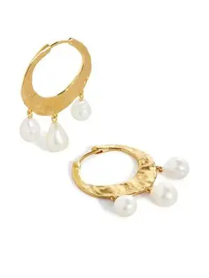 Monica Vinader Capri Baroque Pearl Medium Hoop Earrings