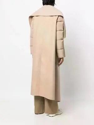 Goen.j Quilted Down Fringed Coat - Brown