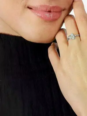 LEO PIZZO 18k White Gold Diamond Flora Ring - Silver
