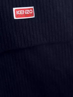 Kenzo Logo-patch Ribbed-knit Scarf