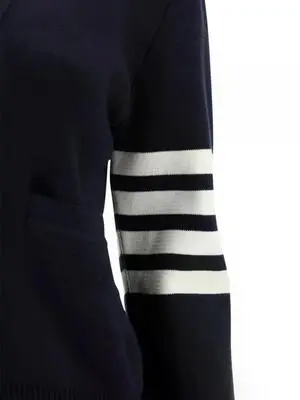 Thom Browne V-neck Cardigan With Four-bar Stripes - Blue
