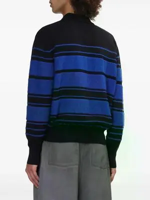 Sunnei Striped V-neck Sweater - Blue