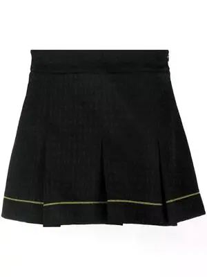 GANNI Contrast Trim Pleated Miniskirt