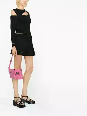 GANNI Contrast Trim Pleated Miniskirt