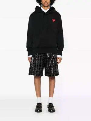 Play Comme Des Garcon Heart-print Pullover Hoodie - Black