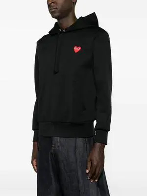 Play Comme Des Garcon Heart-print Pullover Hoodie - Black
